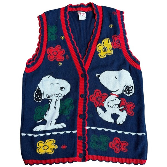 Vintage | Sweaters | Snoopy Sweater Vest Vintage Medium Womens 9s ...